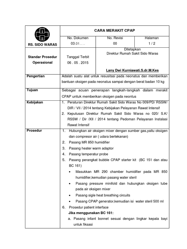 PP 3.4. Spo Perakitan Cpap | PDF