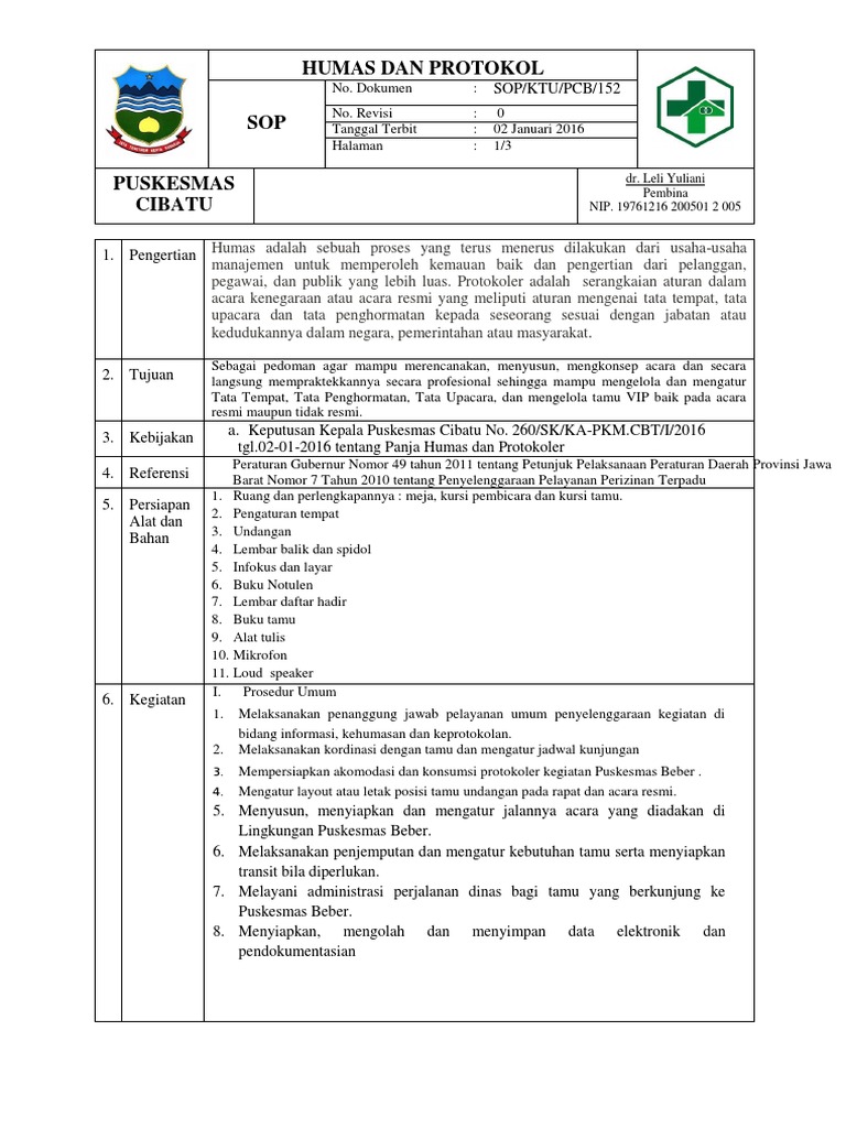 152 Sop Humas Dan Protokoler | PDF | Sains & Matematika