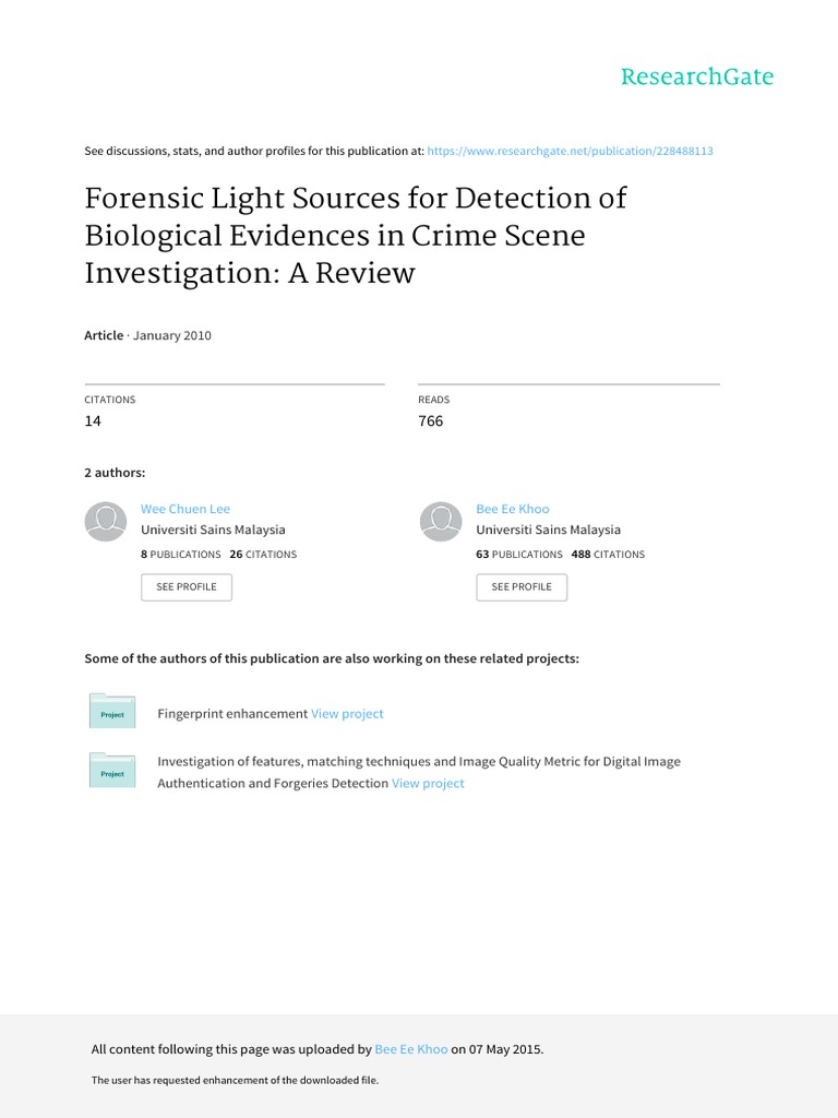 Forensic Light Sources for Detection of Biological Evidence | Optical ...