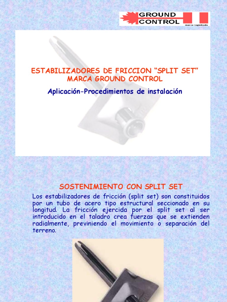 SPLIT SETS Instalacion | PDF | Science | Ingeniería