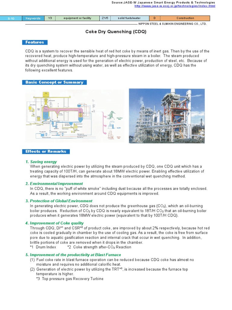 CDQ | PDF | Coke (Fuel) | Steel