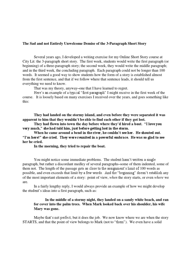 The 3 Paragraph Short Story3 | Paragraph