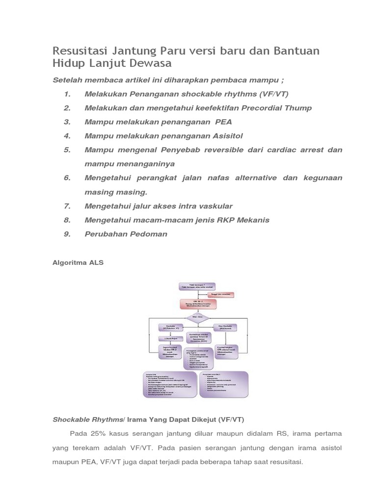Resusitasi Jantung Paru Versi Baru Dan Bantuan Hidup Lanjut Dewasa | PDF