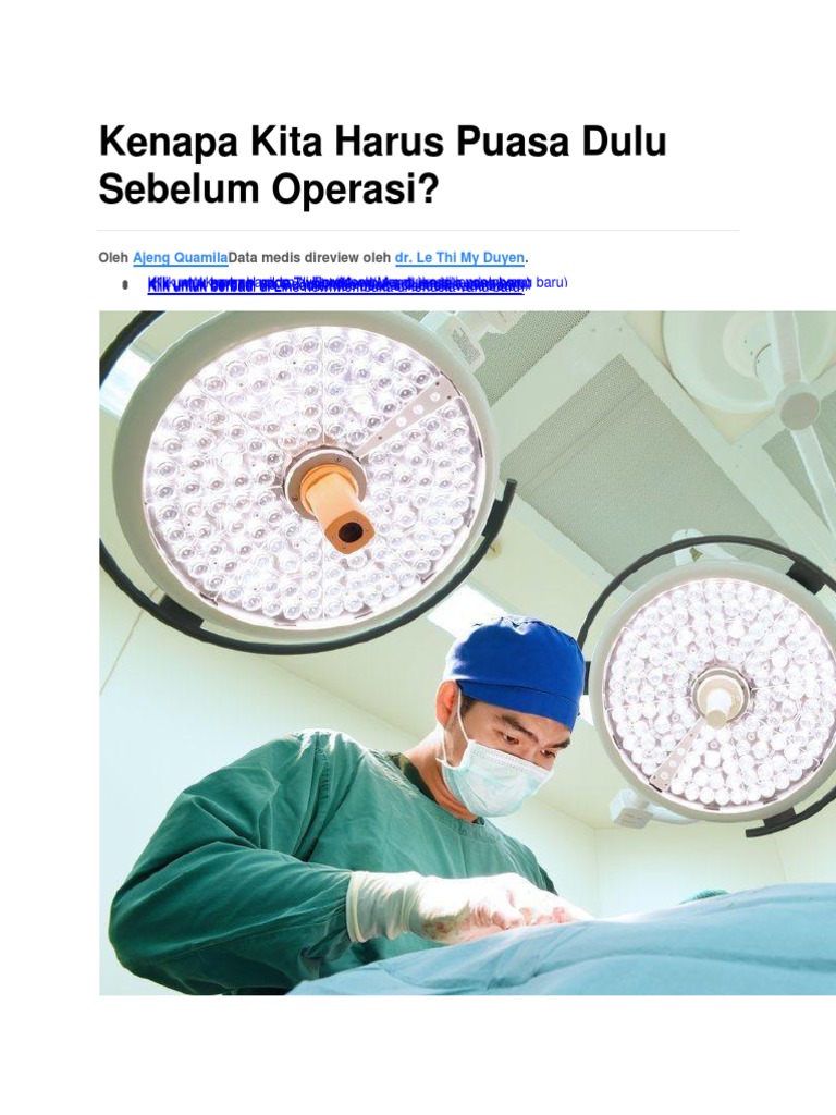 Kenapa Kita Harus Puasa Dulu Sebelum Operasi | PDF