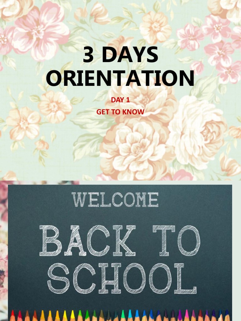 3 Days Orientation: Day 1 Get To Know | PDF | Career & Growth | Wellness