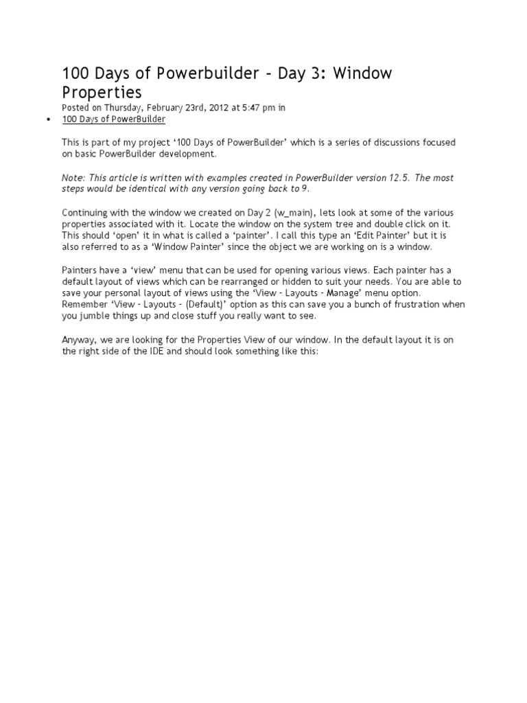 100 Days of Powerbuilder-3 | PDF | Window (Computing) | Icon (Computing)