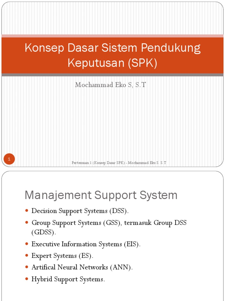 Pertemuan 1 (Konsep Dasar SPK) | PDF | Bisnis | Komputer