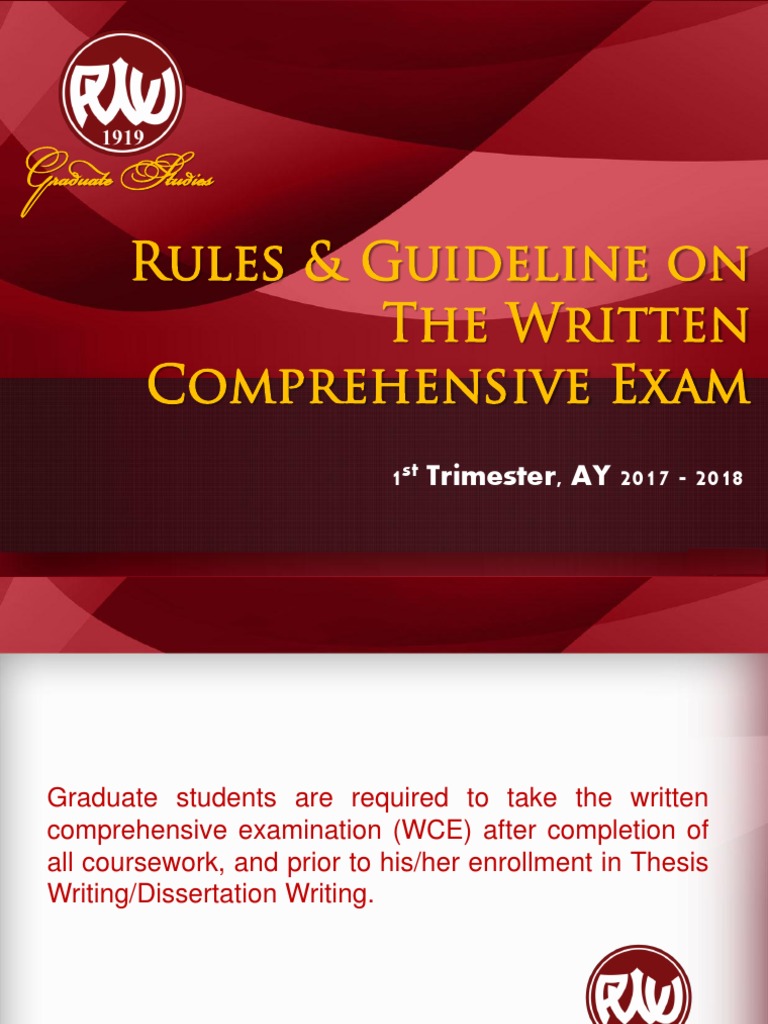 Rules and Guideline On The Written Comprehensive Exam | PDF ...