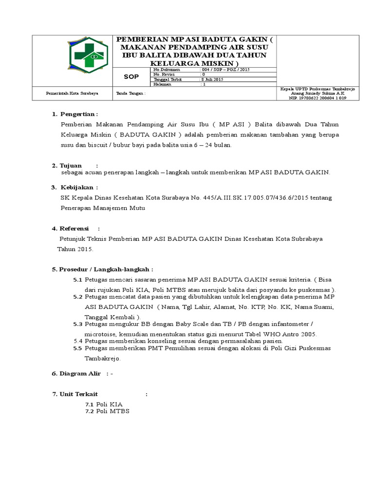 Sop Pemberian MP Asi Baduta Gakin | PDF