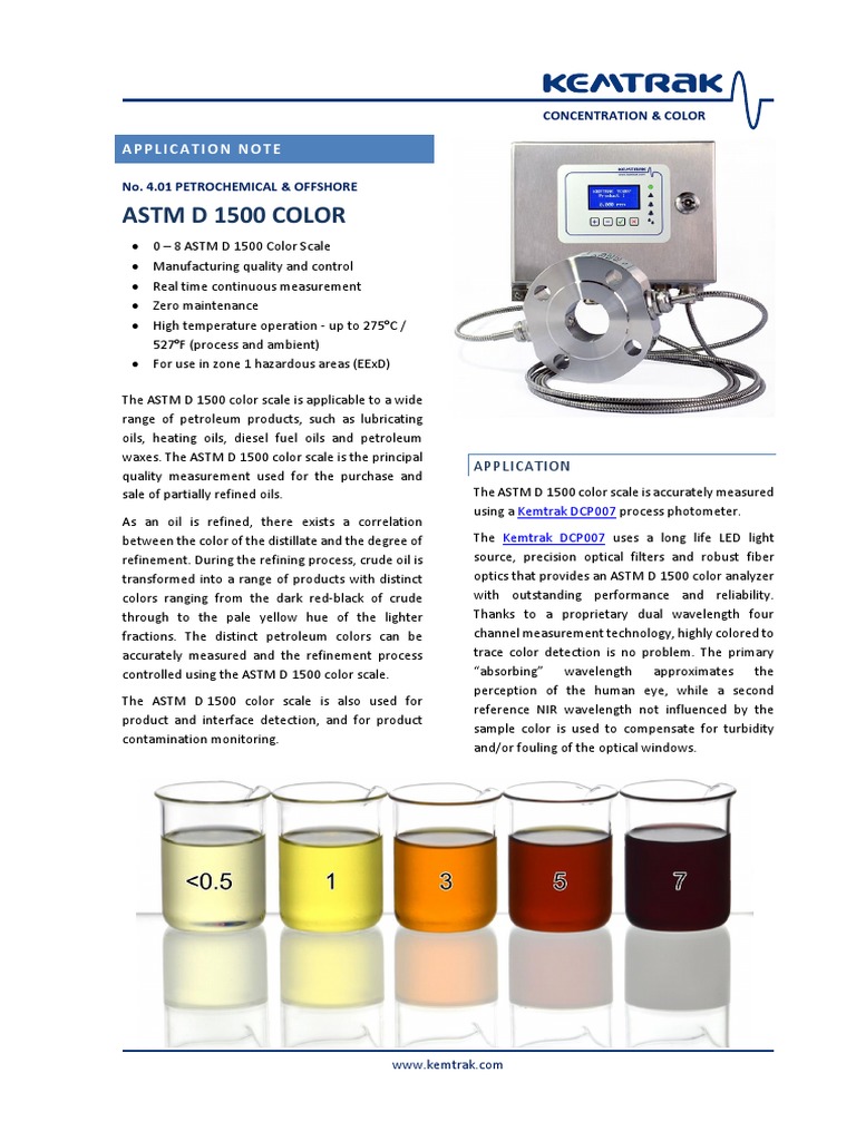 ASTM D 1500 Color Measurement in Petrochemicals | PDF | Petroleum | Oil ...