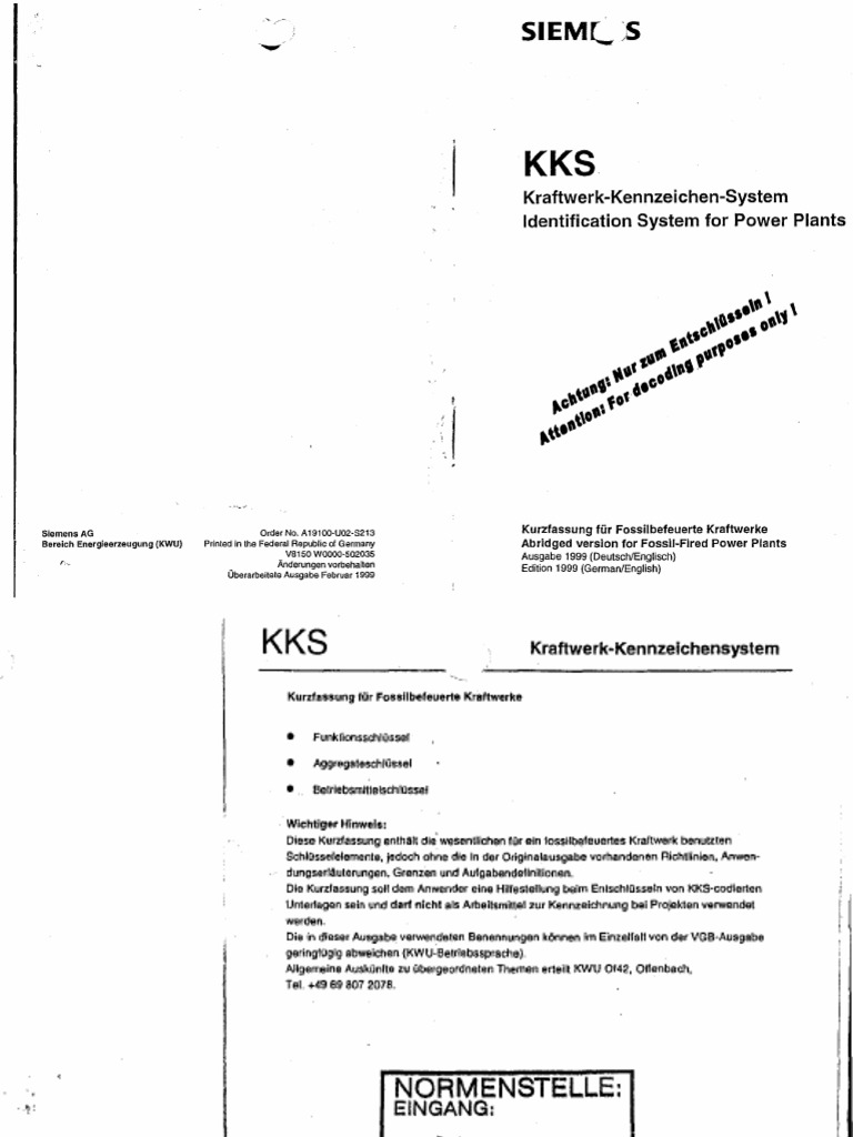 KKS Identification System for Power Plants.pdf | Chemistry | Energy And ...