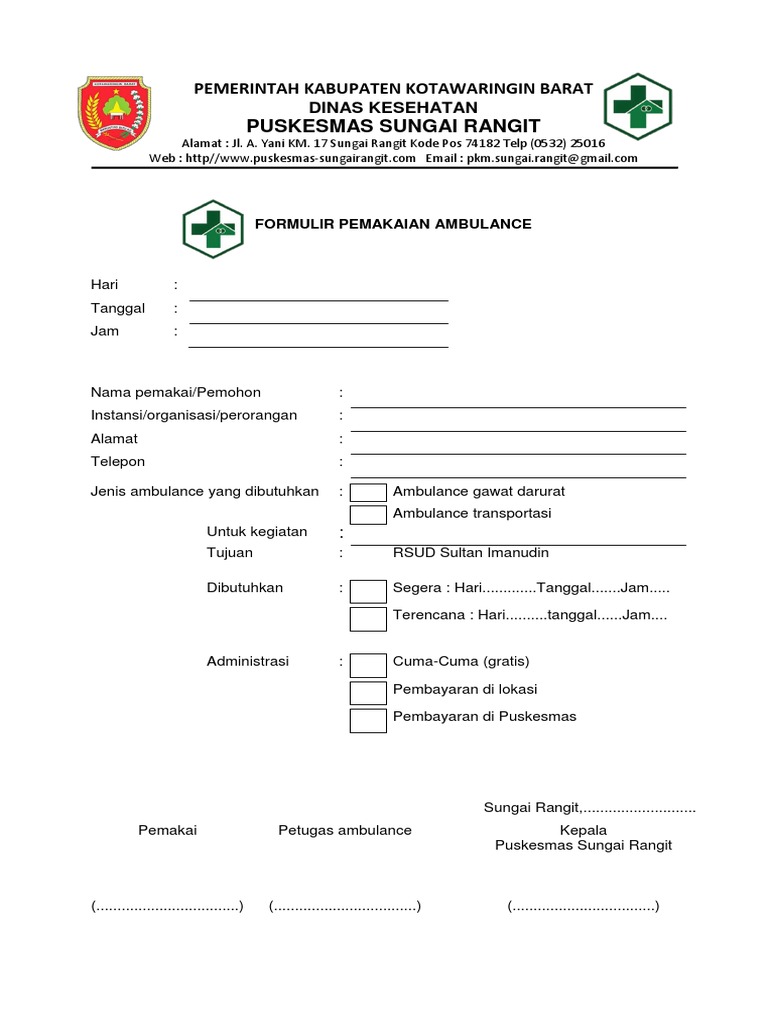 Formulir Pemakaian Ambulance | PDF