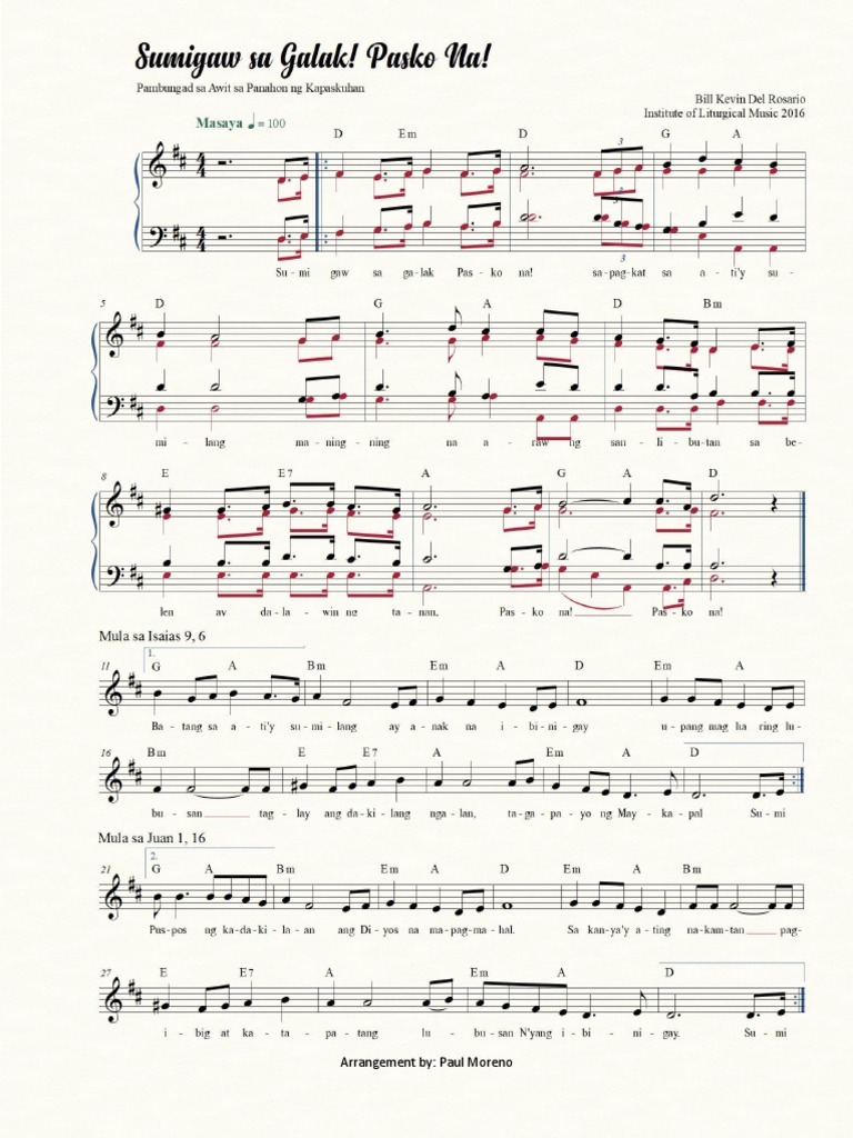 Sumigaw sa Galak Arrangement Details | PDF