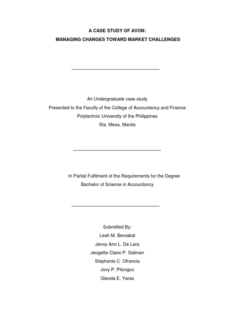 A Case Study of Avon | PDF | Certified Public Accountant | Master Of ...