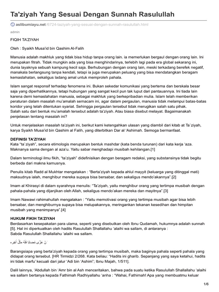 Taziyah Yang Sesuai Dengan Sunnah Rasulullah | PDF