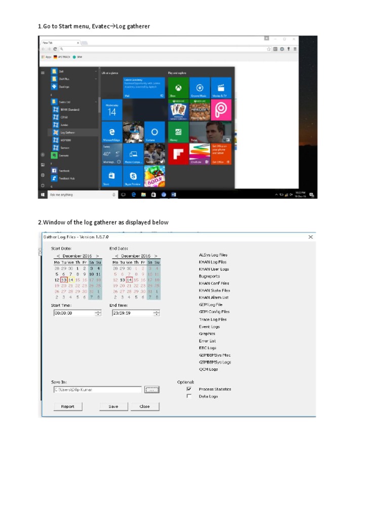 1.go To Start Menu, Evatec Log Gatherer | PDF | Utility Software | Microsoft Software