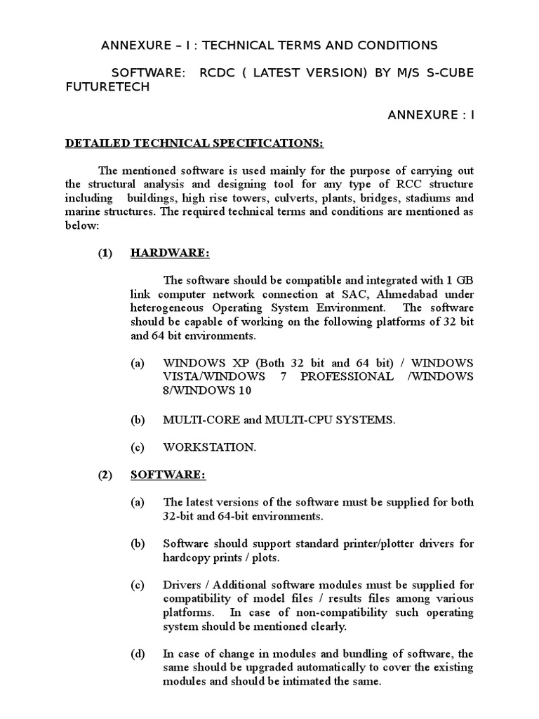 Tech Specs For RCDC | PDF | Microsoft Windows | 64 Bit Computing