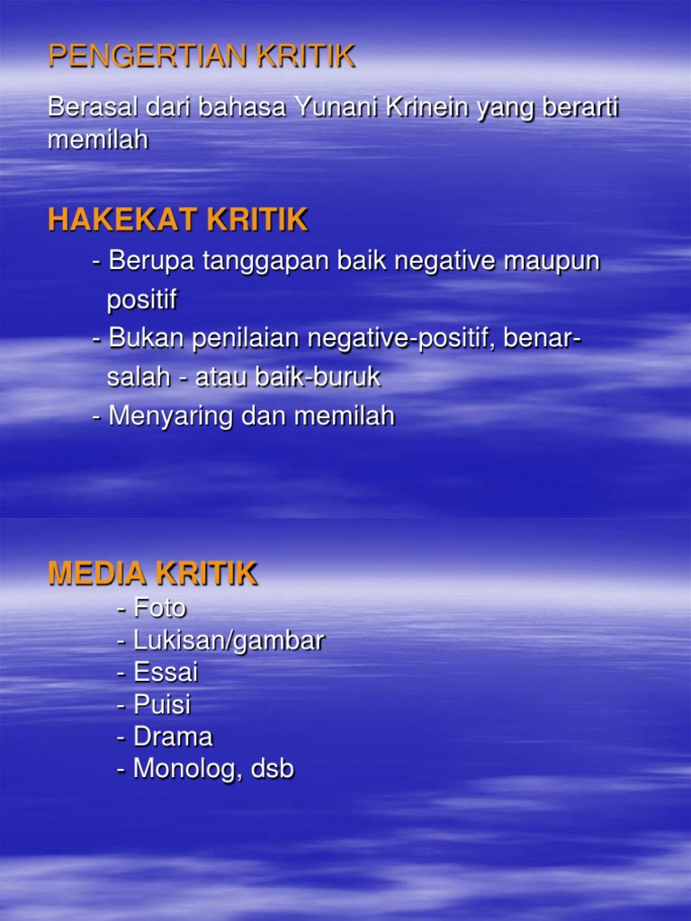 Pengertian Kritik | PDF