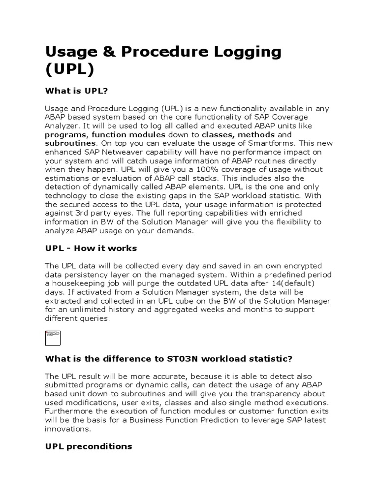 SAP UPL: ABAP Usage Logging Guide | PDF | Subroutine | Computer Programming