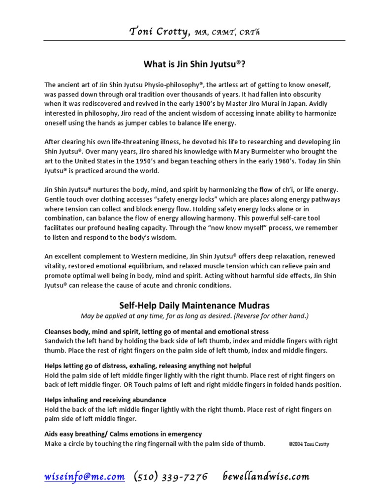 Handout 1-What Is JSJ & Mudras-1 | PDF | Hand | Relaxation (Psychology)