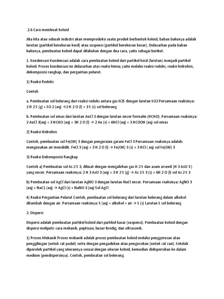 Cara Pembuatan Koloid | PDF