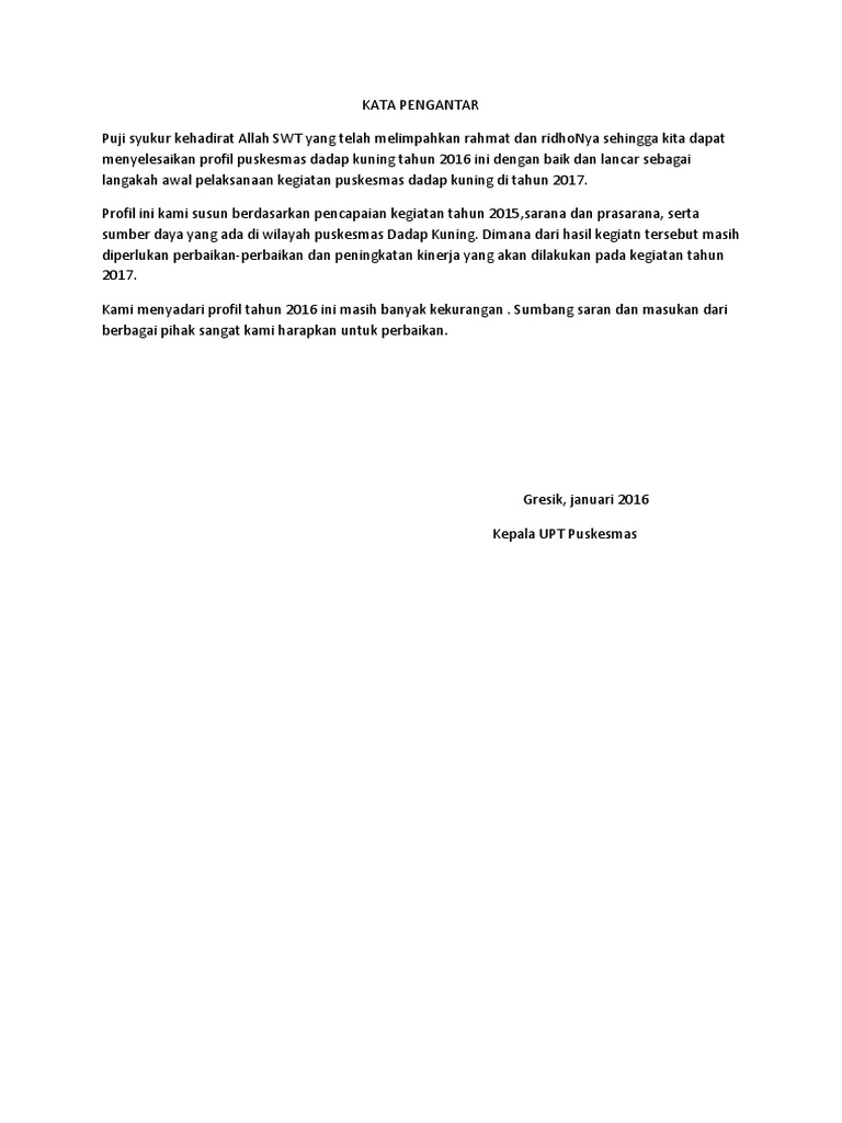 Profil Puskesmas Dadap Kuning | PDF