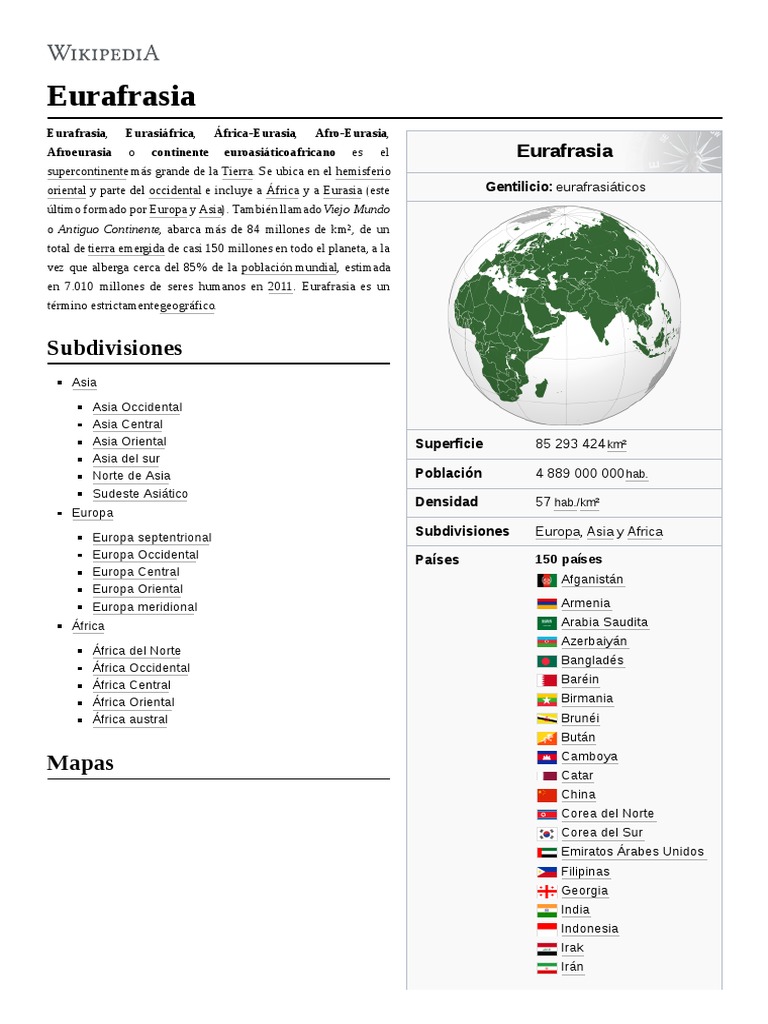 Eurafrasia: El Supercontinente Global | PDF | Asia | Idiomas