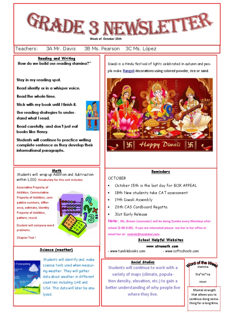 Grade 3 Newsletteroctober 15 | PDF | Cognition | Communication