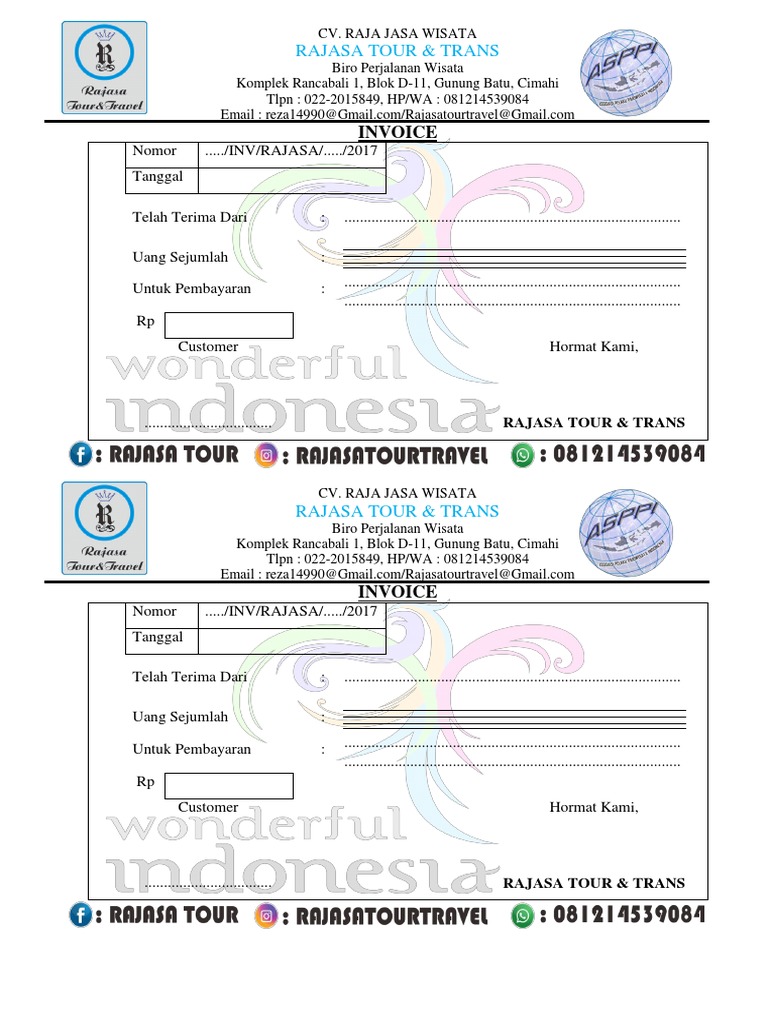 Invoice Biro Perjalanan Wisata | PDF | Bisnis