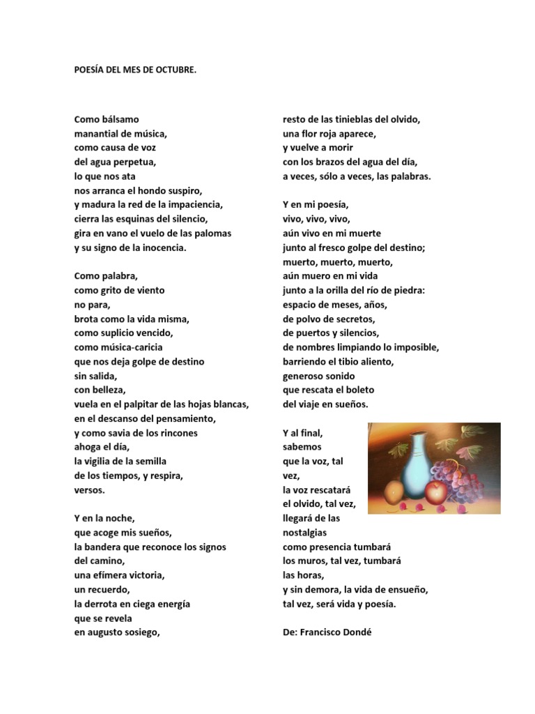 Poesía Del Mes de Octubre | Ocio