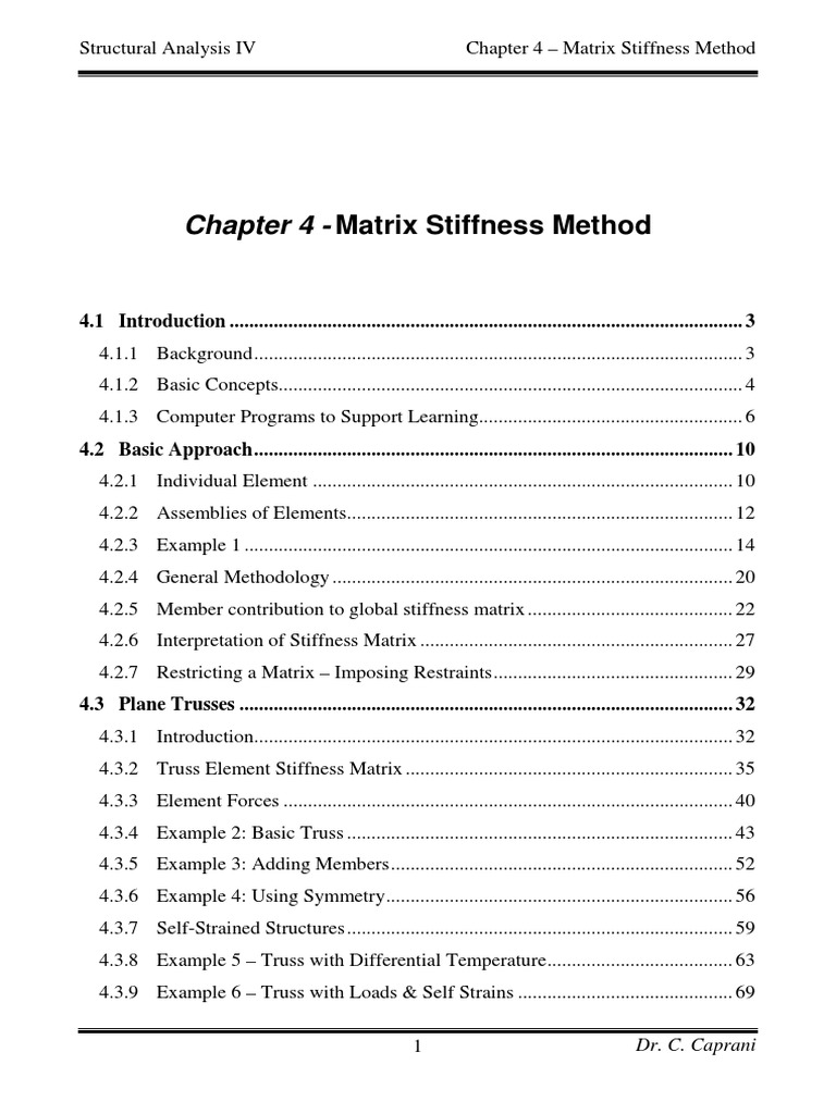 4 - Matrix Stiffness Method | PDF | Structural Analysis | Stiffness