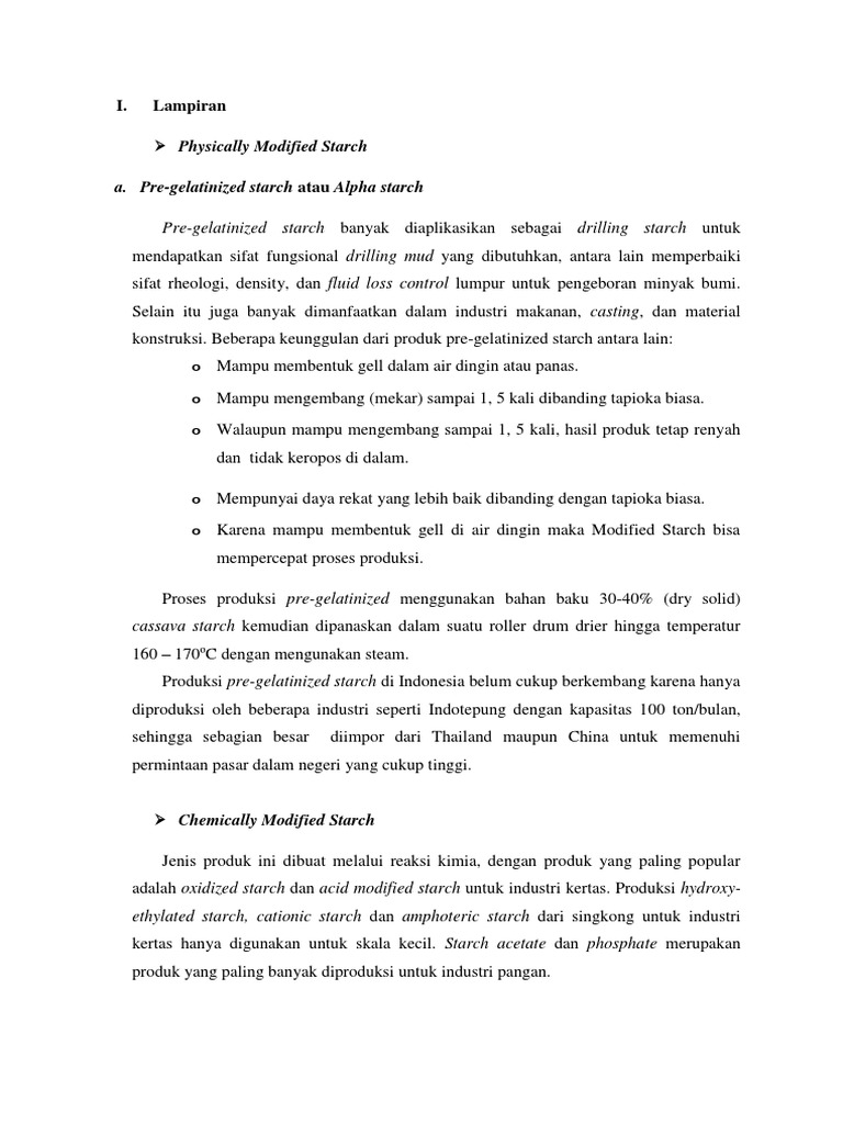 Modifikasi Pati: Aplikasi dan Produksi | PDF