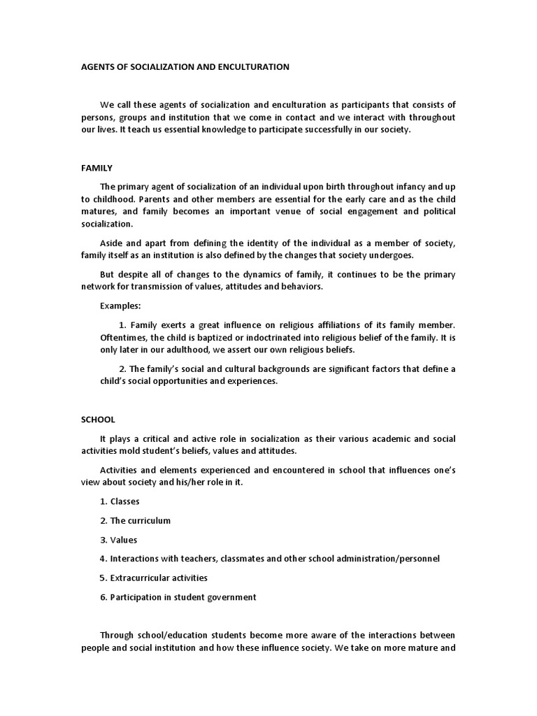 AGENTS - OF - SOCIALIZATION - AND - ENCULTURATION - Docx Filename UTF-8 ...