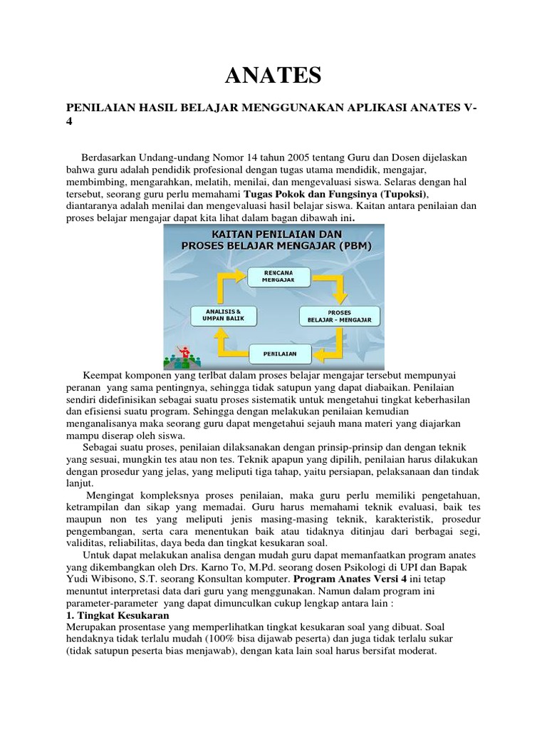 Panduan Penggunaan Anates V-4 untuk Penilaian | PDF | Karier & Perkembangan