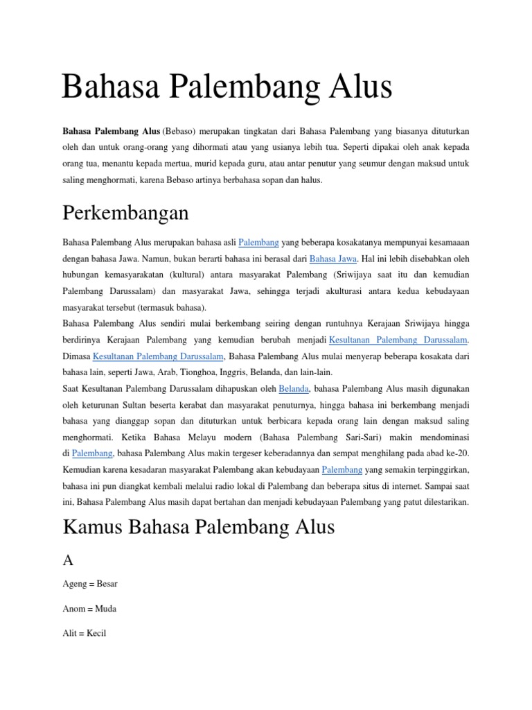 Bahasa Palembang Alus | PDF