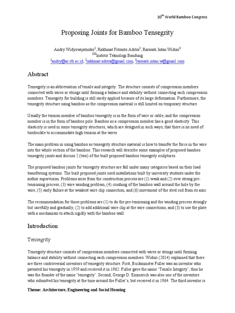 Bamboo Tensegrity | PDF | Wire | Stress (Mechanics)