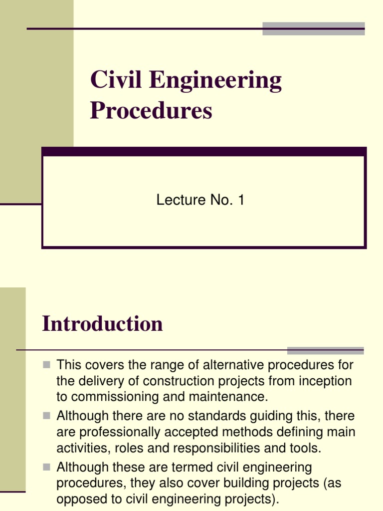 Lecture 1-TM322 - Civil Engineering Procedures | PDF | Civil ...