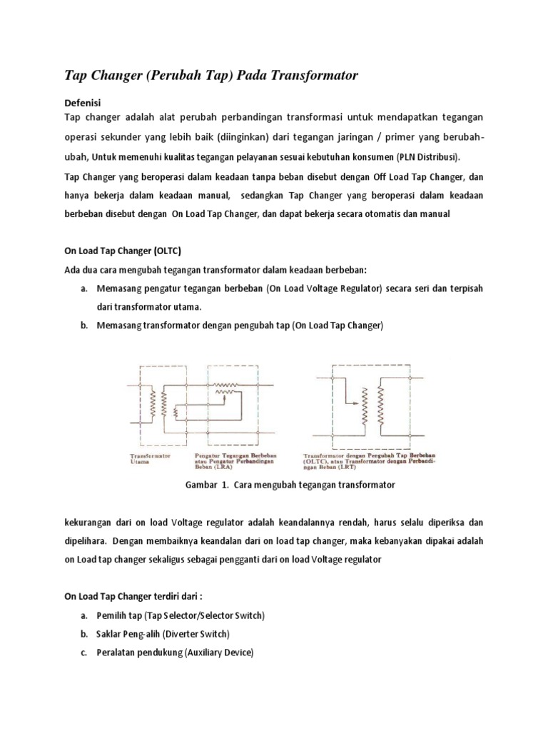 Fungsi dan Jenis Tap Changer Trafo | PDF