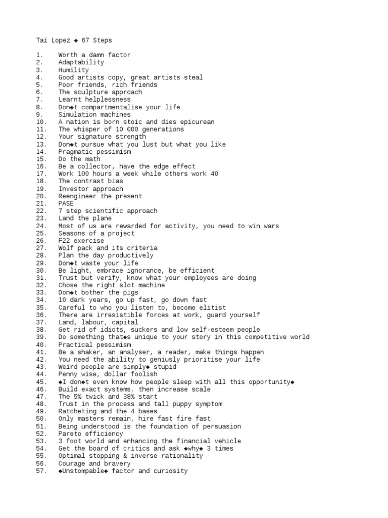 Tai Lopez - 67 Steps | PDF | Psychological Concepts | Cognition