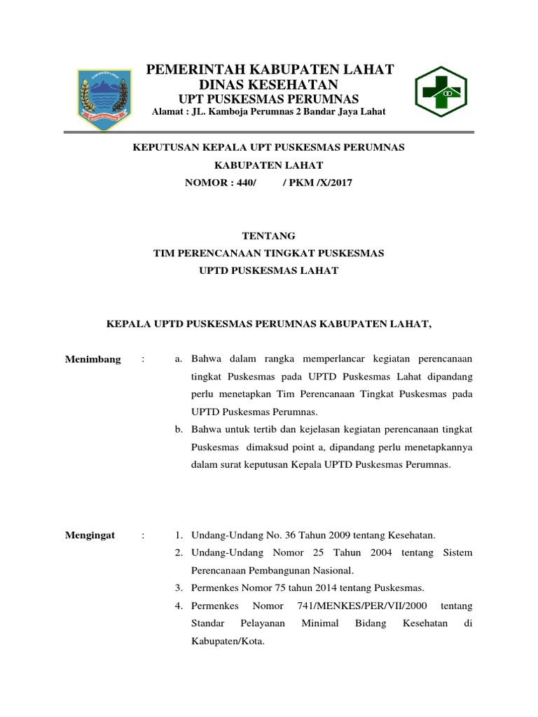 SK Tim PTP, Profil, Renstra Dan PKP | PDF