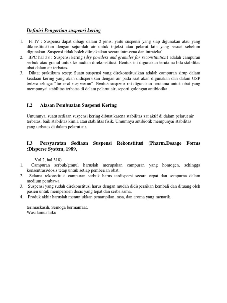 Definisi Pengertian Suspensi Kering | PDF