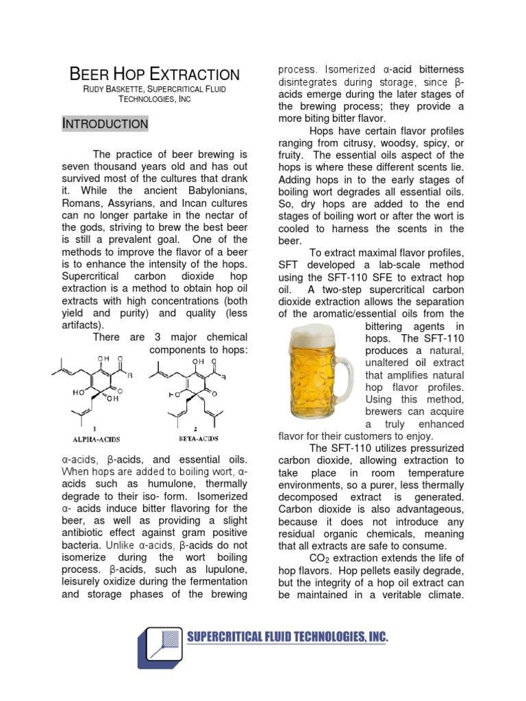 BEER HOP EXTRACTION WITH SUPERCRITICAL CO2 | PDF | Hops | Brewing
