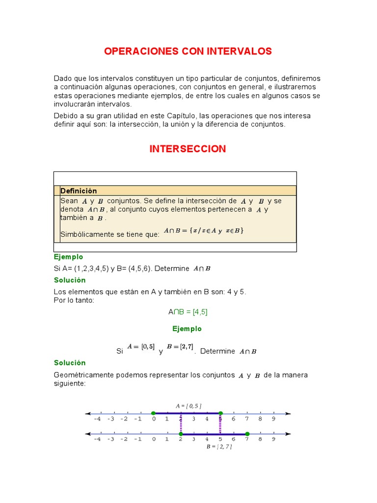 Operaciones Con Intervalos | PDF | Enseñanza de matemática