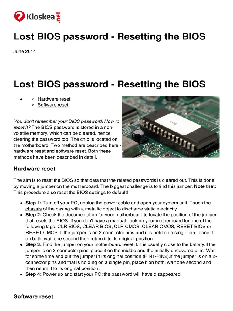 BIOS Password Reset Methods Explained | PDF | Bios | Personal ...