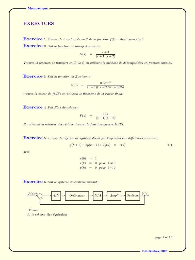 Exercices Corrigés (CSN) E.K.boukas 2002 | PDF | Matrice (Mathématiques) | Théorie des systèmes