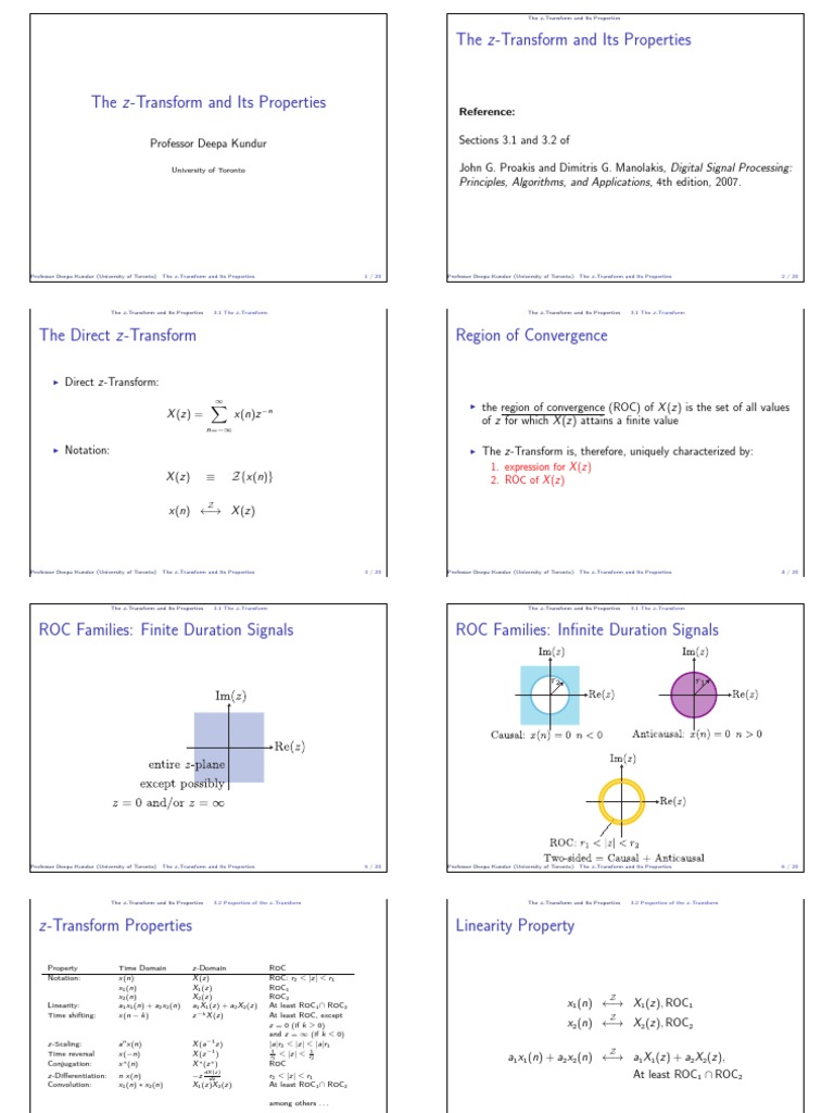 The Z-Transform and Its Properties: University of Toronto | PDF ...
