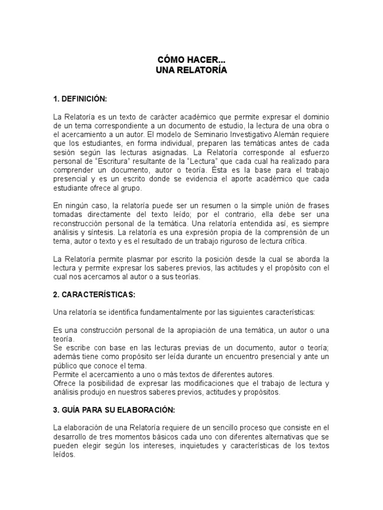 Como Hacer La Relatoria | Author | Reading (Process)