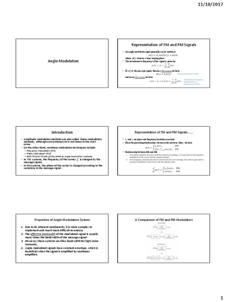 Representation of FM and PM Signals | PDF | Frequency Modulation ...