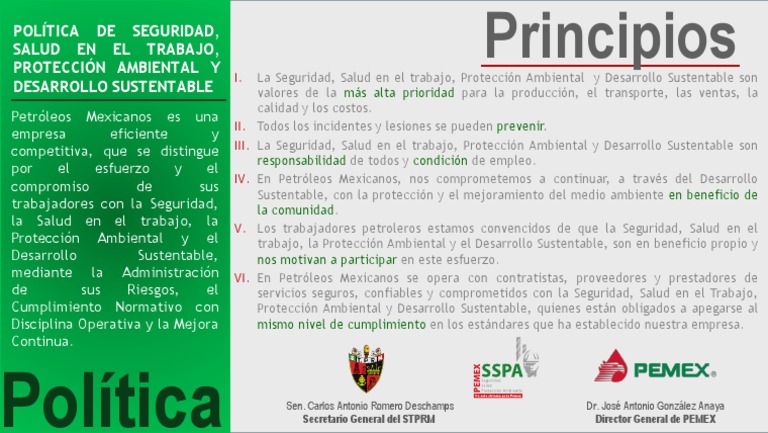 Política SSPA de PEMEX 2025 | PDF | Desarrollo sostenible | Sustentabilidad