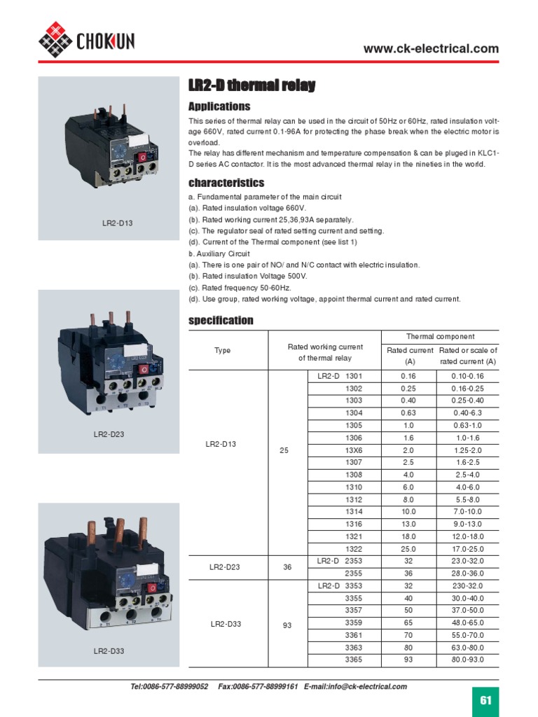 Thermal Overload Relay Datasheet | PDF | Relay | Magnetism